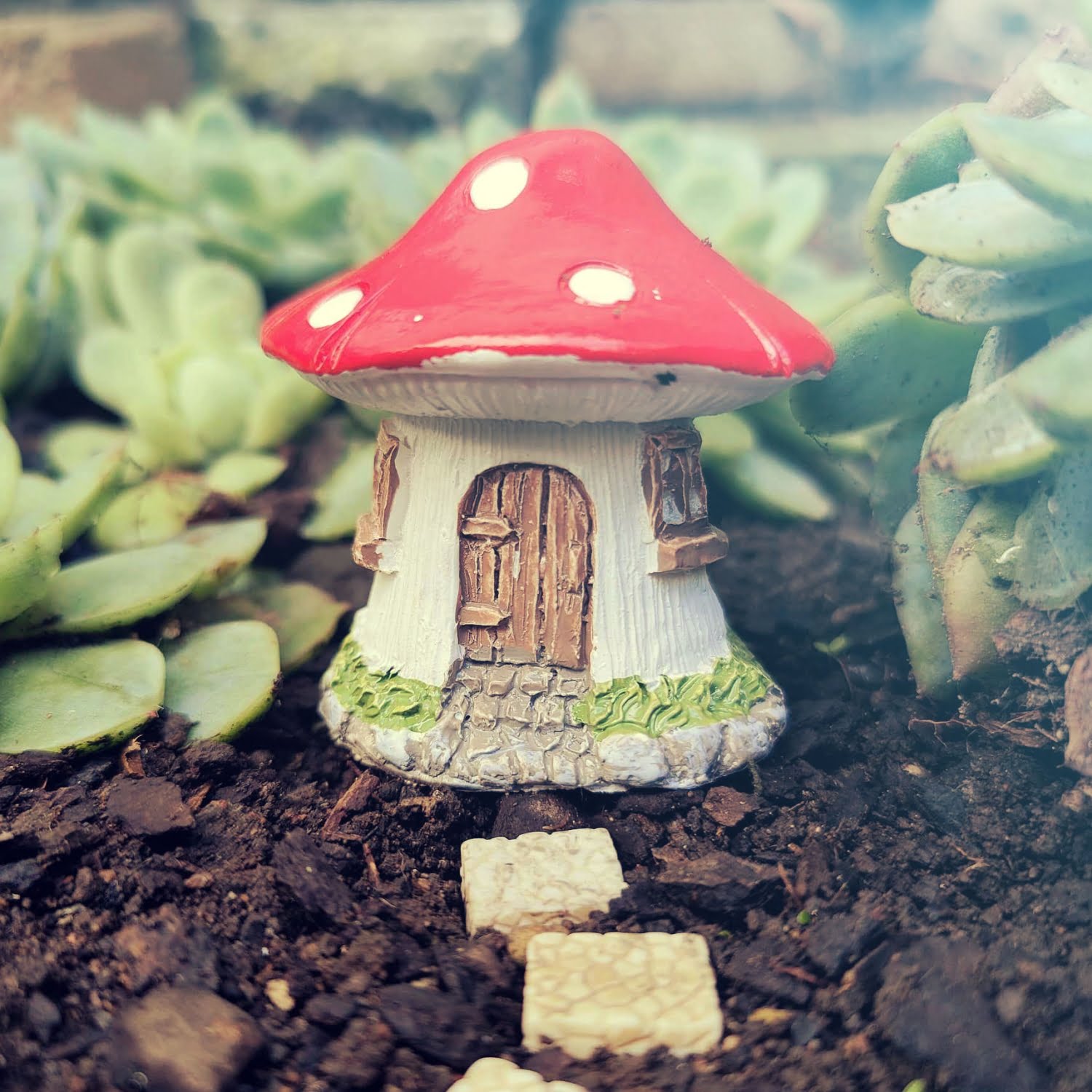 6cm Red Toadstool House – Garden Fairy Creations