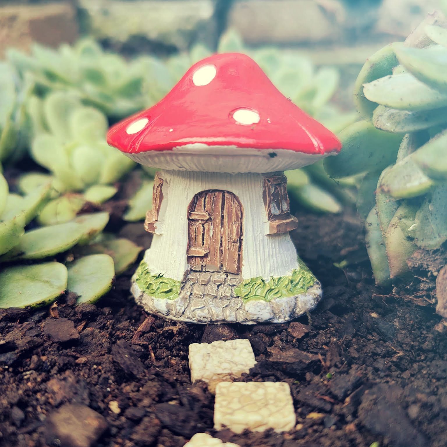 6cm Red Toadstool House – Garden Fairy Creations